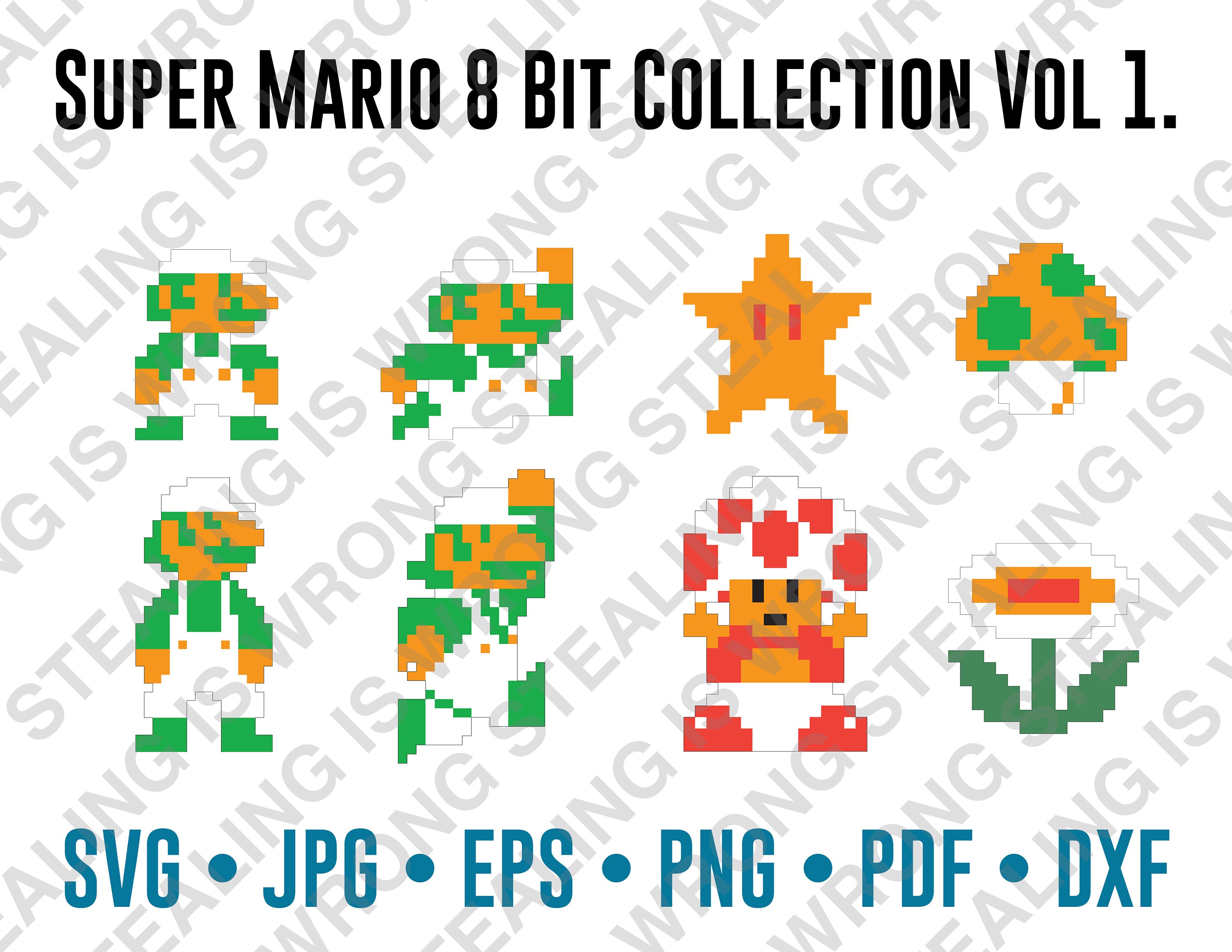 8 Bit Super Mario SVG Bundle: Classic Game Graphics (digital Files) - Etsy
