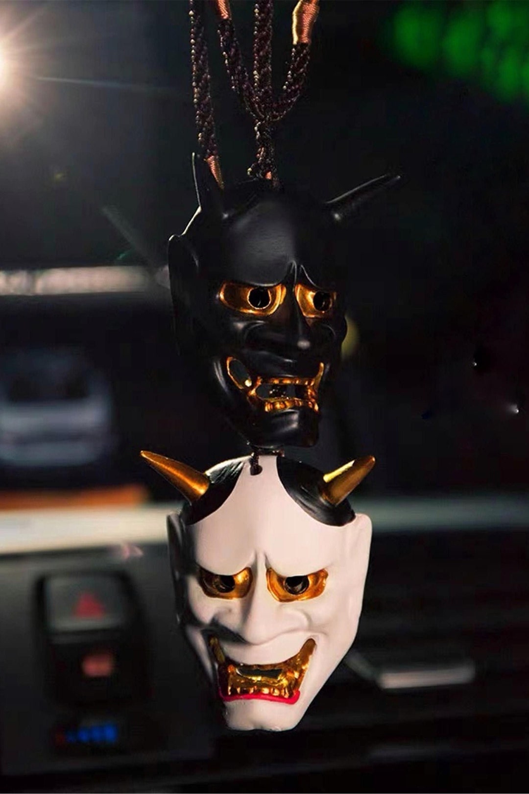 Handcrafted Hannya Oni Mask Car Pendant Japanese Noh Demon Charm for ...