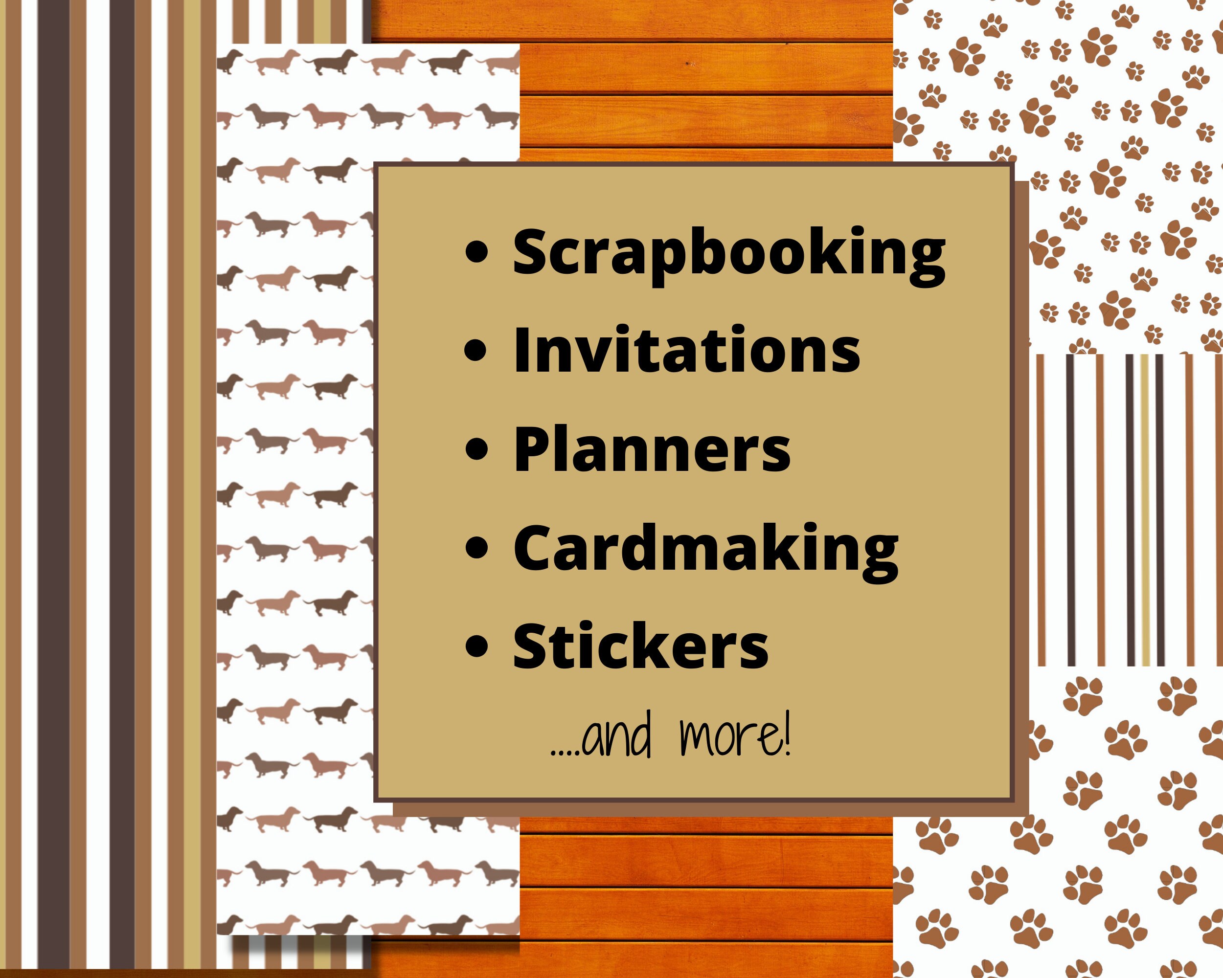 Dachshund in Brown Digital Paper Pack, Dog Digital Papers, Pawprint ...