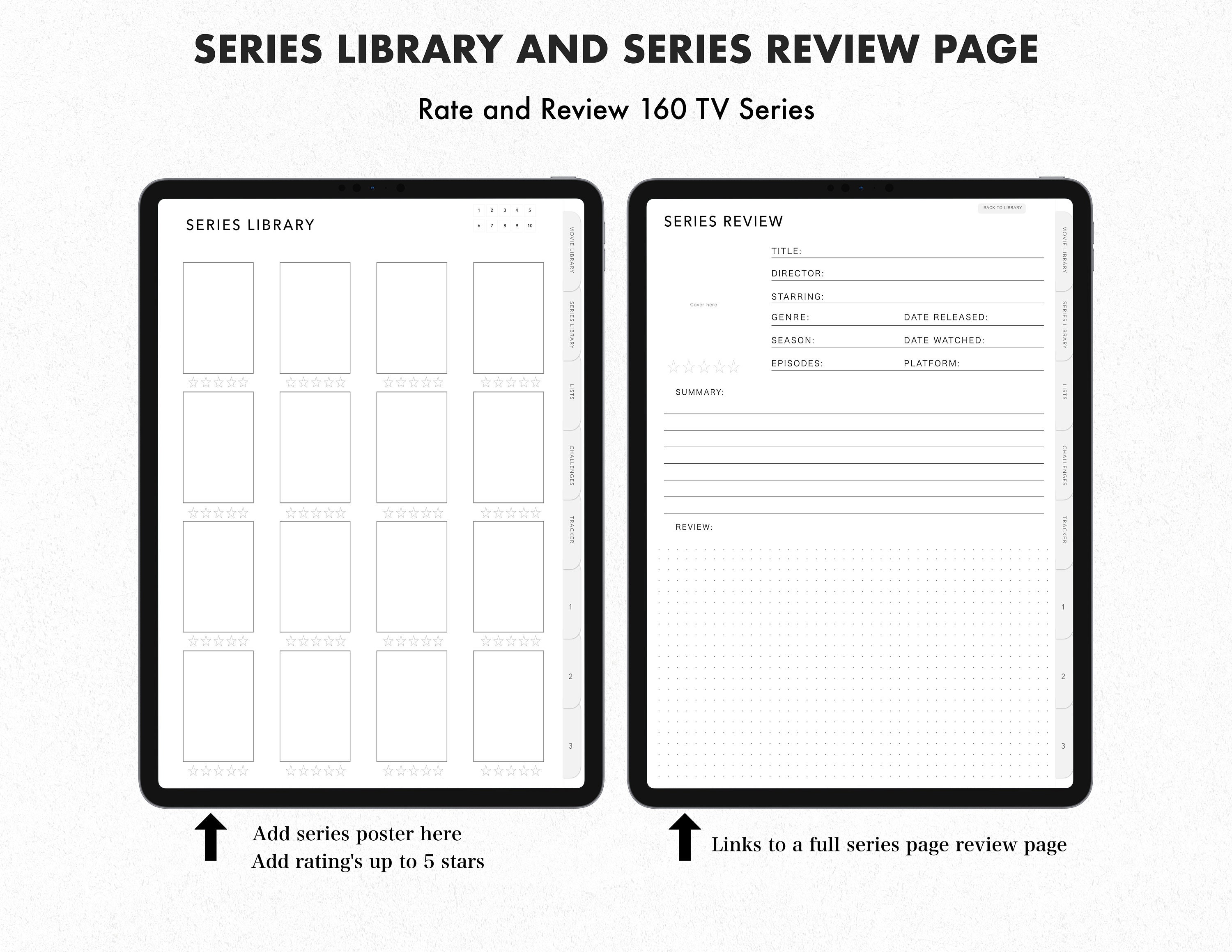 Digital Movie Journal TV Series Media Journal Rate and - Etsy