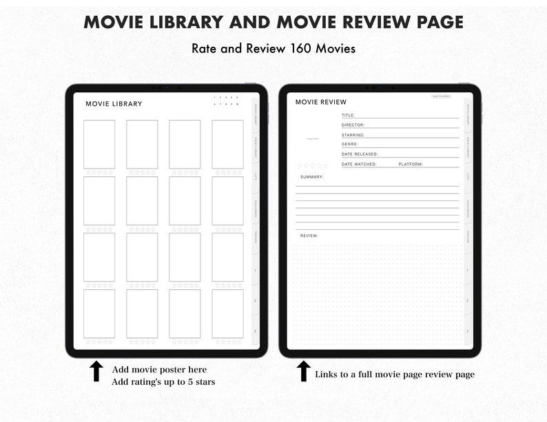 Digital Movie Journal TV Series Media Journal Rate and - Etsy