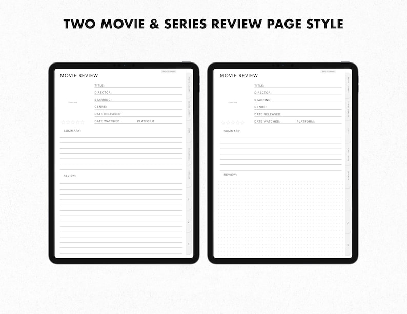 Digital Movie Journal TV Series Media Journal Rate and - Etsy