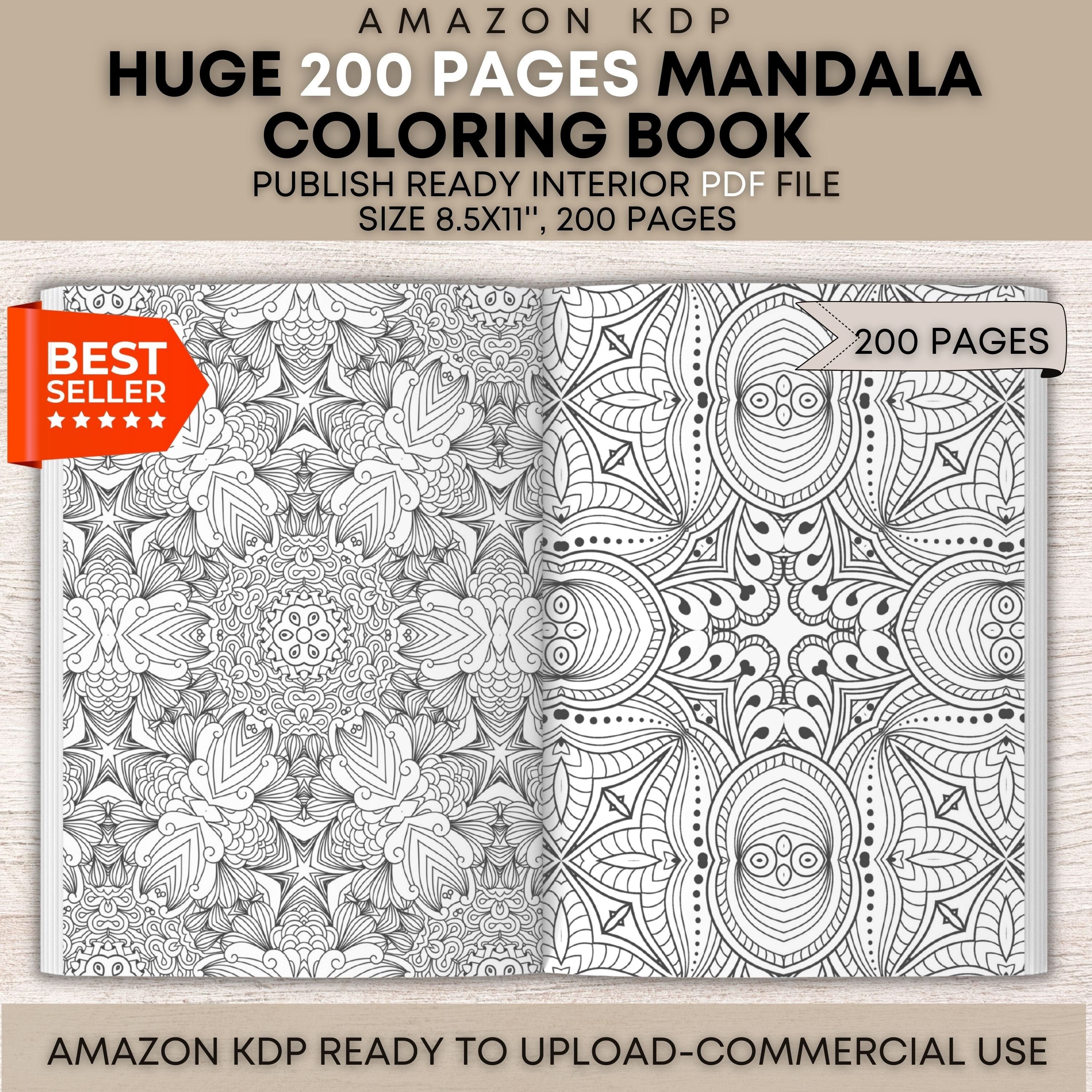 KDP Interiors Big Mandala Coloring Book 200 Pages PDF Etsy