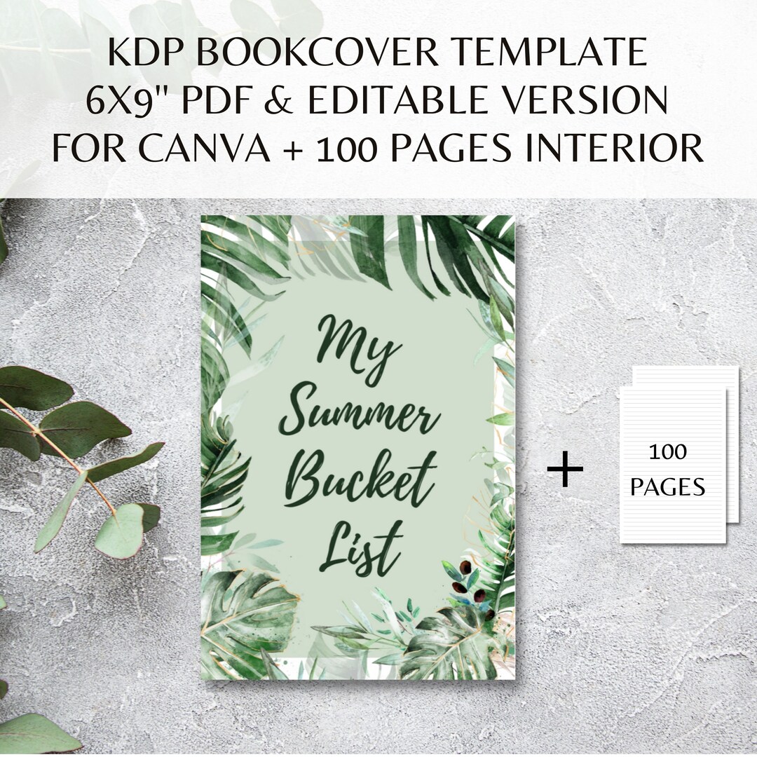 Sommer Bucket List Notebook Cover Amazon Kindle Buch Cover Canva ...