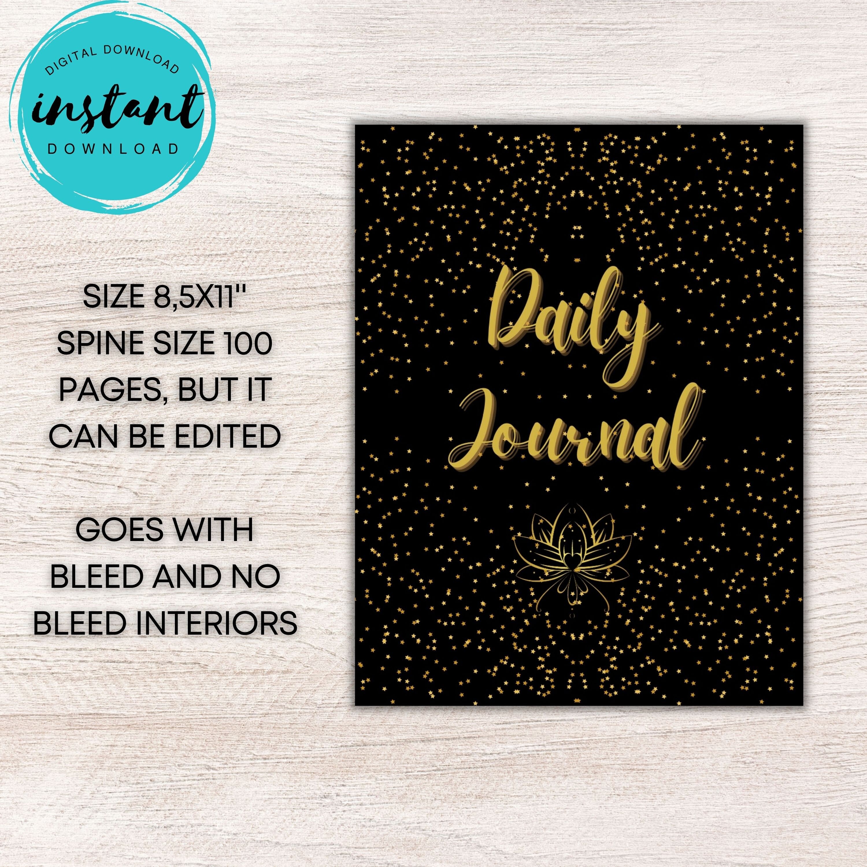 Paperback Book Cover Bundle Black Journal KDP 8.5x11'' Digital Ebook ...