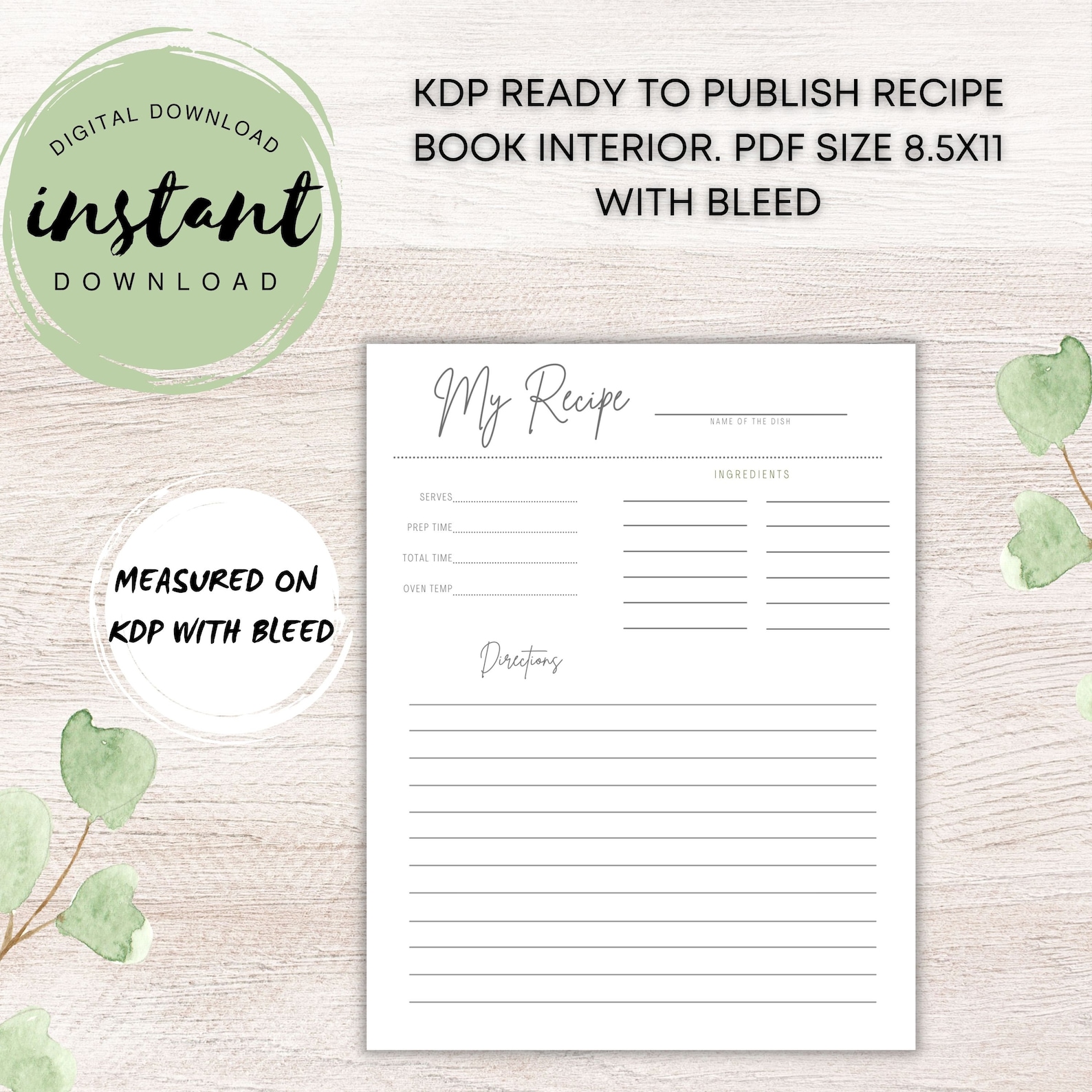 Amazon Kdp Recipe Book Interior Template, KDP Meal Planner, Digital ...