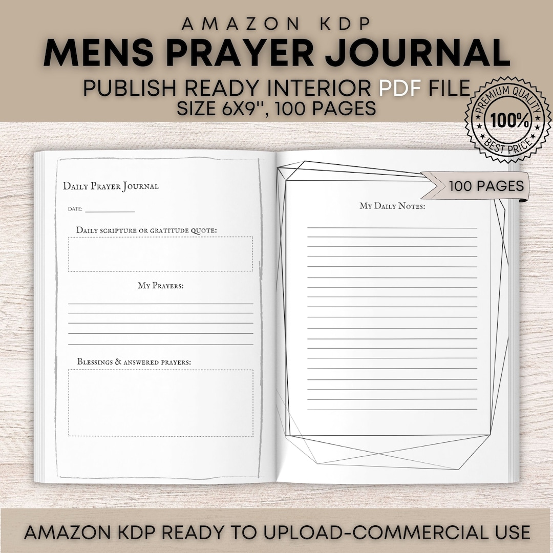 KDP Interiors, Mens Prayer Journal Ready to Publish Template for Low ...