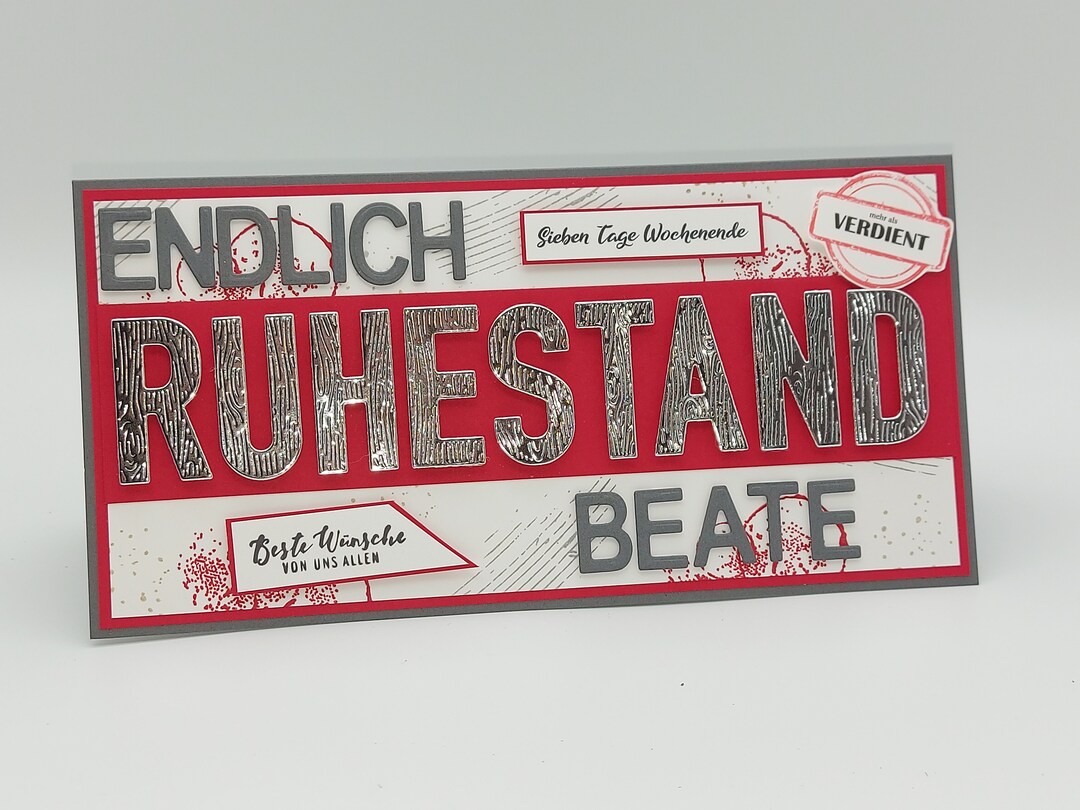 Abschiedskarte Kollege/in, Ruhestand, Rente *Wunschfarbe wählbar ...