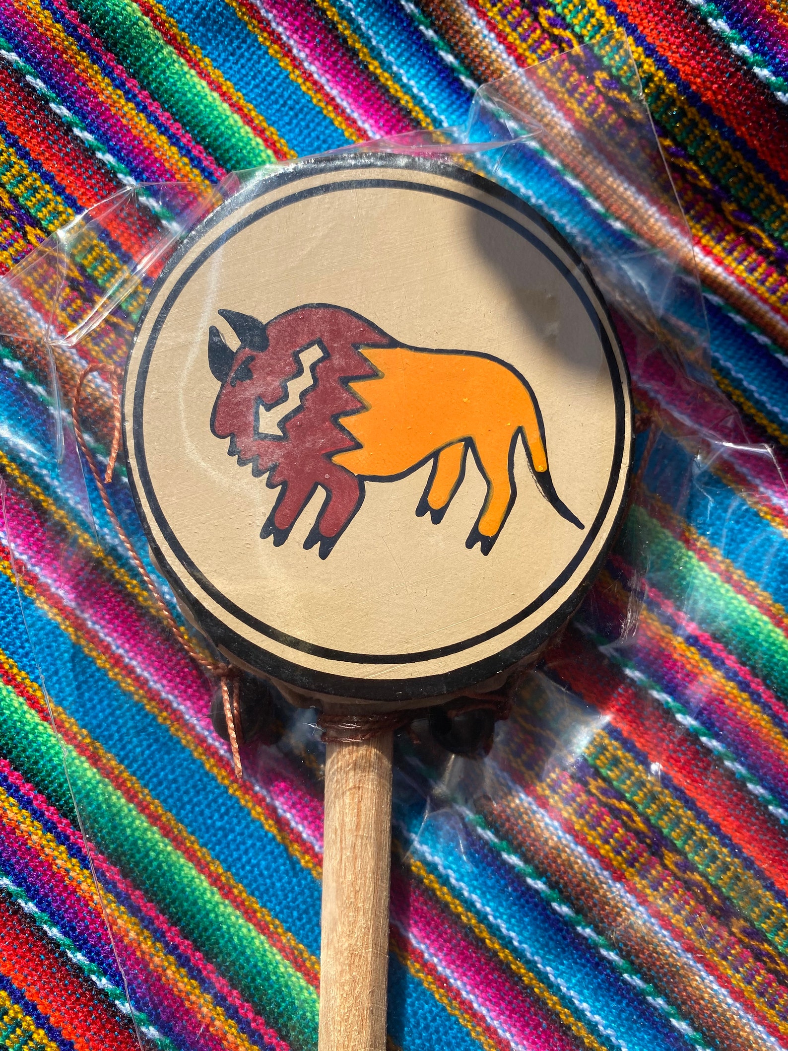 Spinner drum/native hand painted drum/goat skin drum/peruvian | Etsy