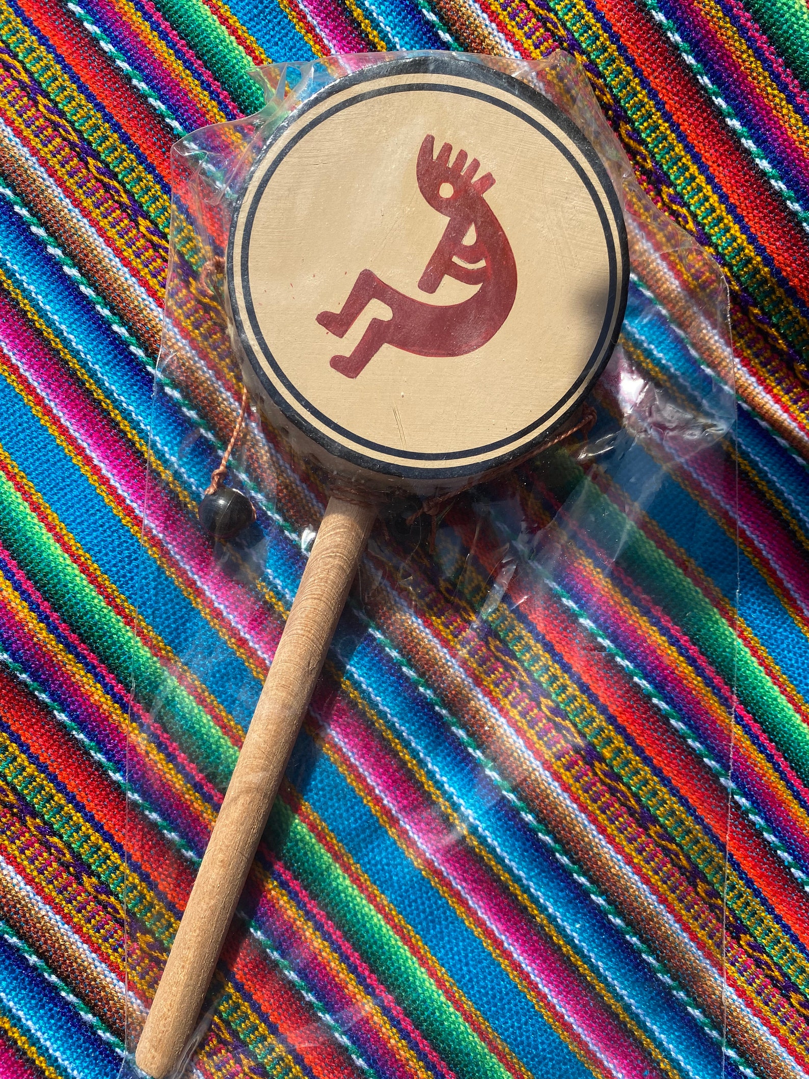 Spinner drum/native hand painted drum/goat skin drum/peruvian | Etsy