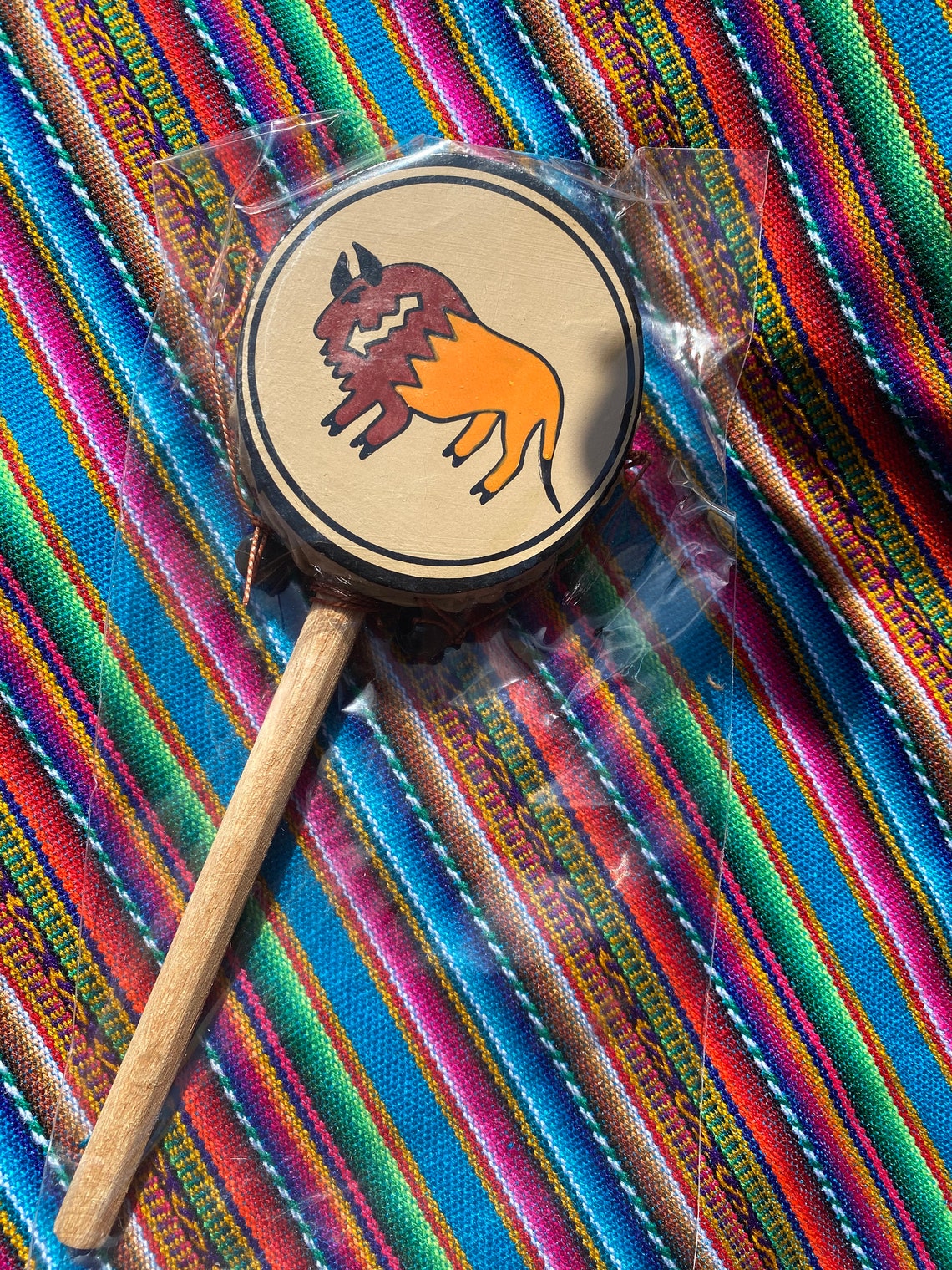 Spinner drum/native hand painted drum/goat skin drum/peruvian | Etsy