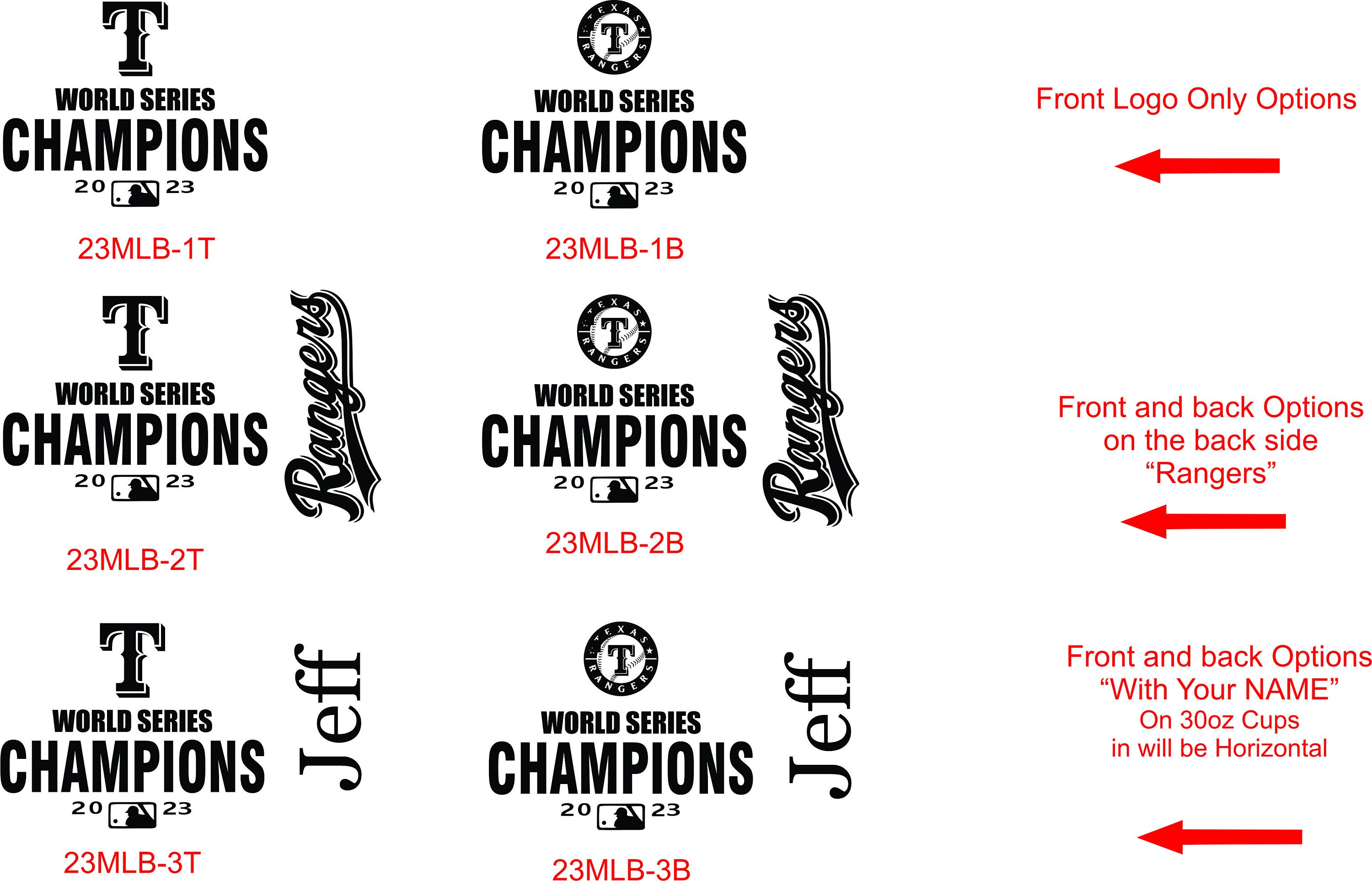 2023 Texas Rangers World Series Champions 20 or 30 Oz. Laser Etched ...