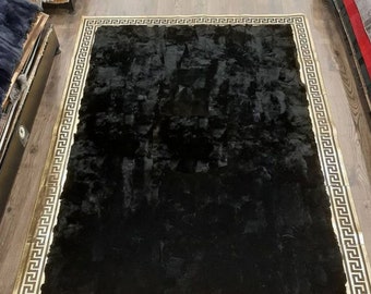 Black Rabbit Fur Rug - Etsy