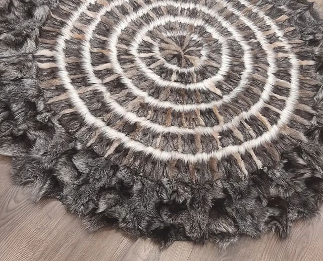 Circle Real Fox Fur Carpet for Living Room, Round Fox Head Fur Area Rug ...