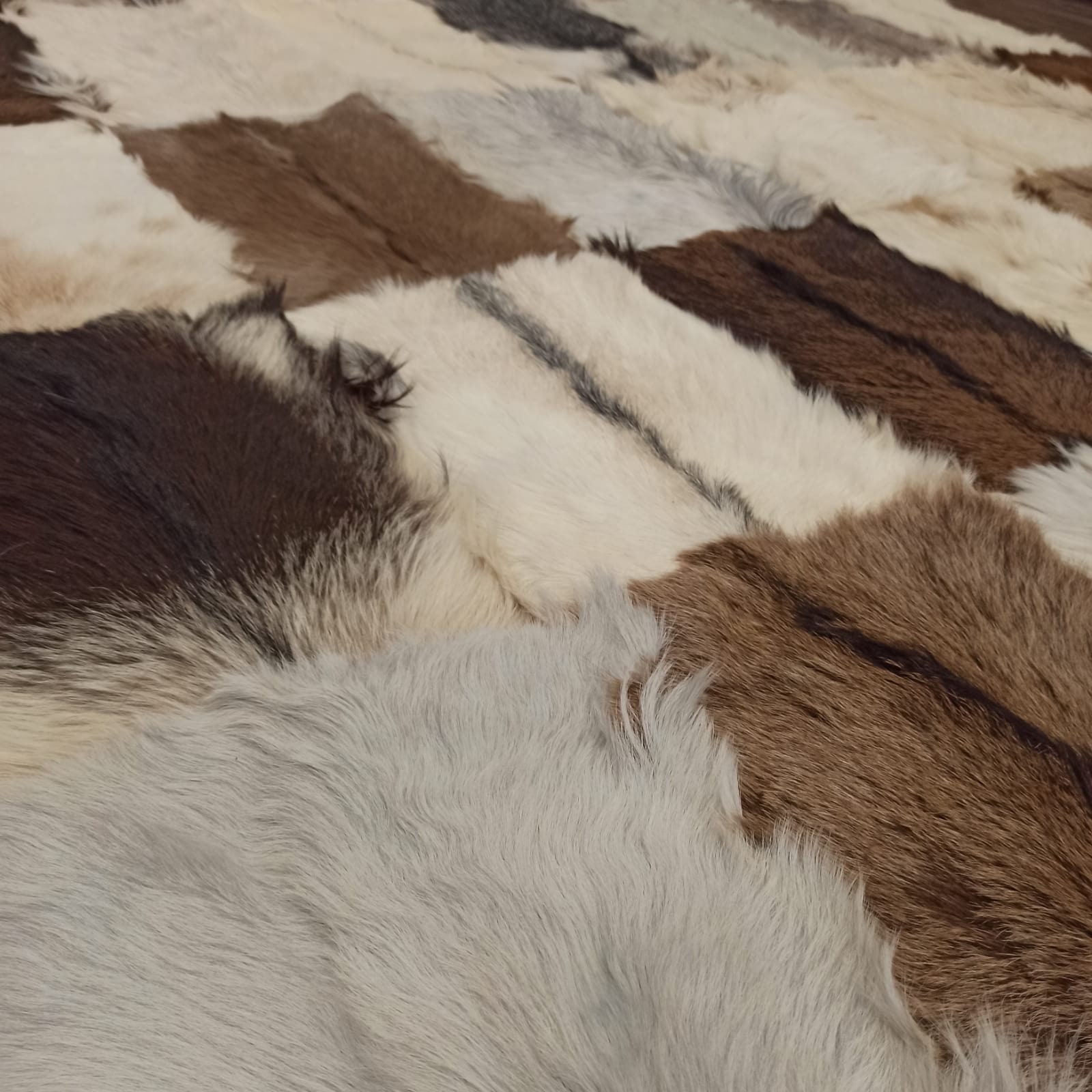 Genuine Goatskin Rug, Dark Brown Goat Hair Patchwork Carpet, Long Hair ...
