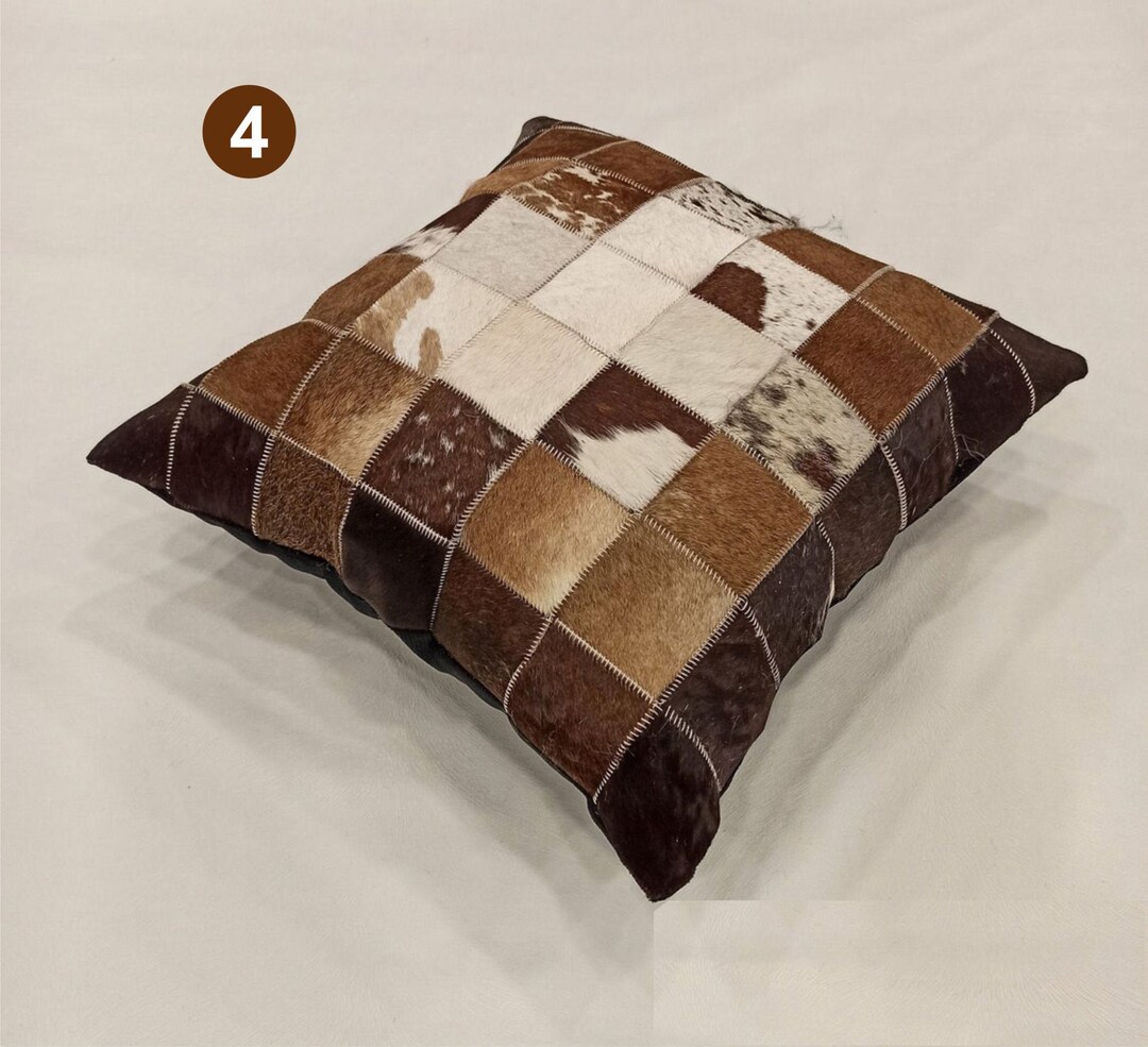 100% Natural Genuine Cowhide Pillow Cover, Quality 16''x16' Incher Hair ...
