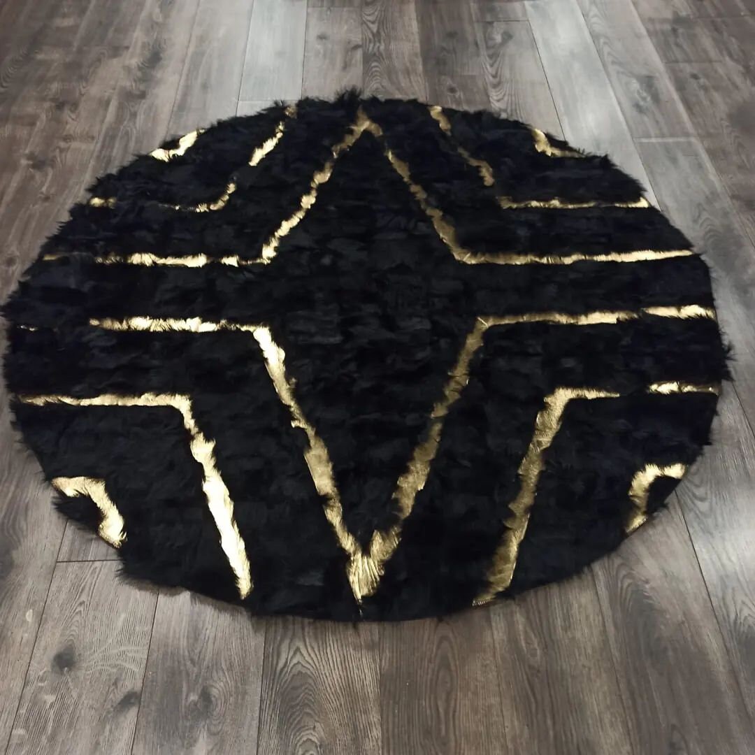 Orginal Round Sheepskin Fur Carpet, Genuine Sheepskin Patchwork Rug ...