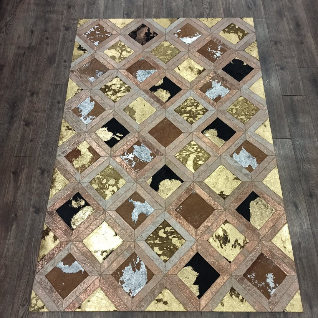 Genuine Cowhide Patchwork Rug, Custom Size Handmade Cowhide Rug ...