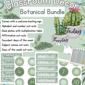 Botanical Themed Classroom Decor for Teachers | Succulent Prints Cut ...