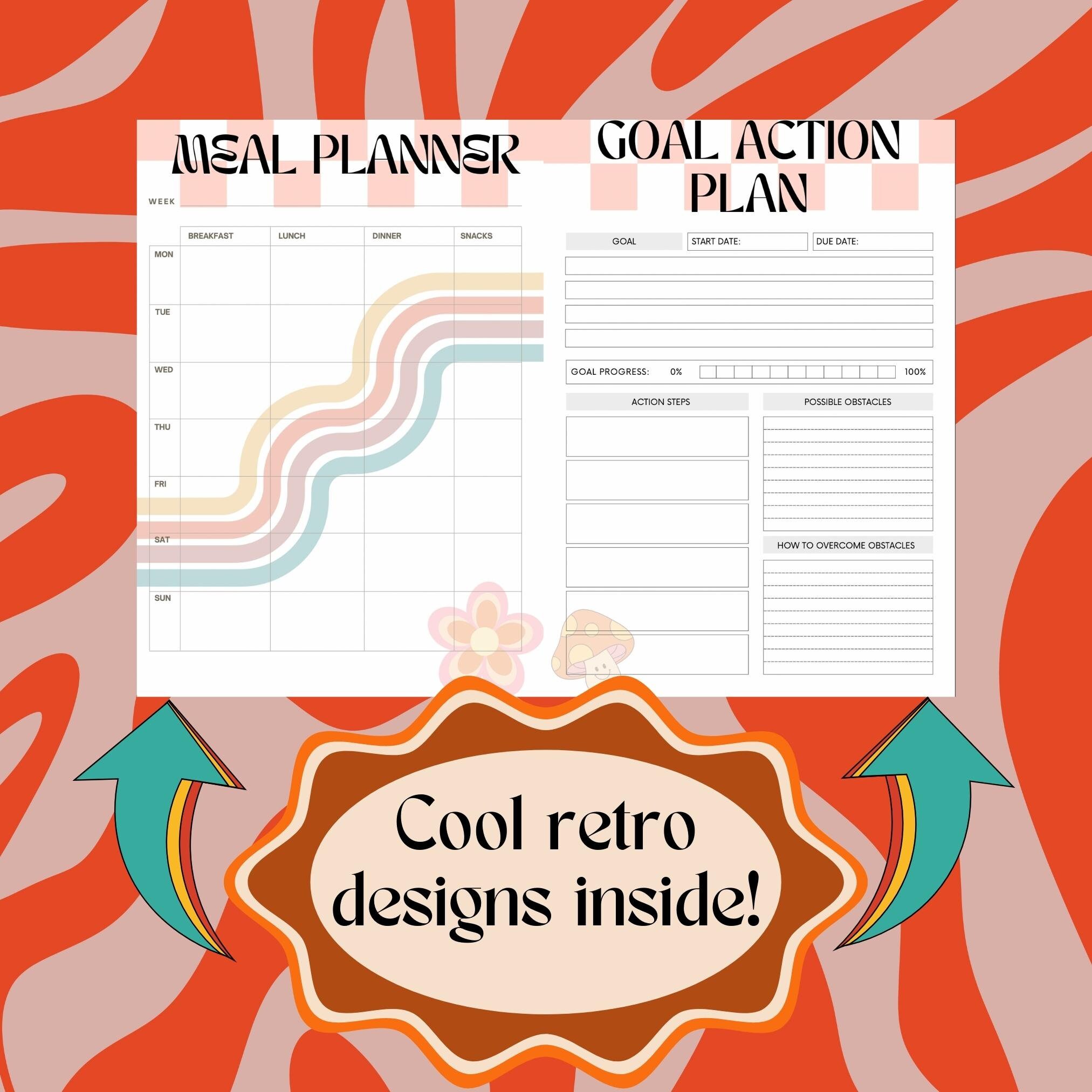 Groovy Retro Digital Planner Downloadable Diary Planner - Etsy