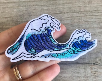 Sea Wave Iron-on Patch, Ocean Wave Badge, Surf Wave Patch, Decorative ...