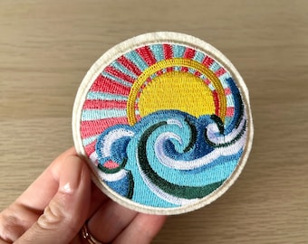 Sea Wave Iron-on Patch, Ocean Wave Badge, Surf Wave Patch, Decorative ...
