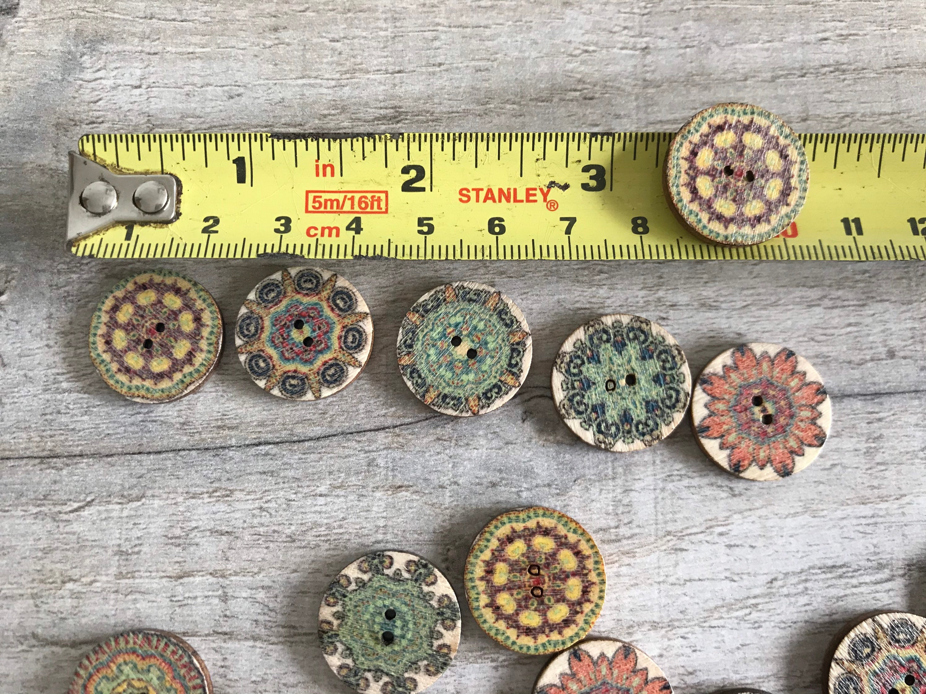 10 Wooden Boho Psychedelic Buttons 2cm. Sustainable Natural | Etsy