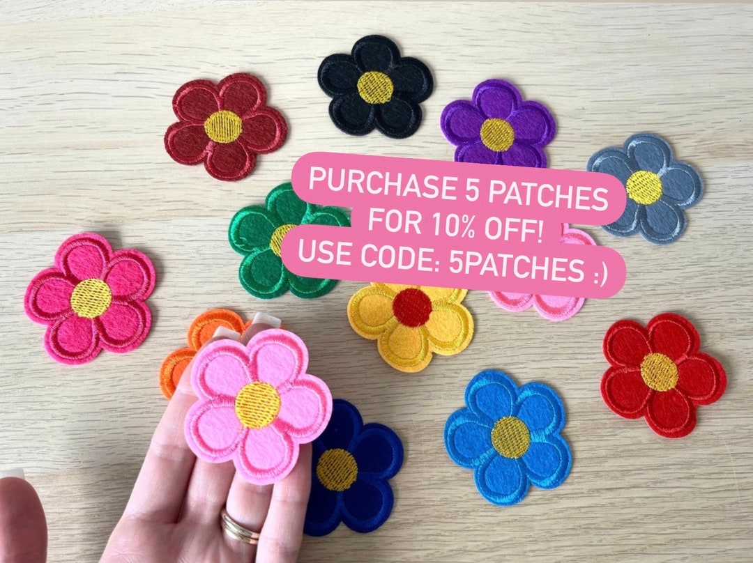 Flower Patches | Fun Quirky | Daisies | Children's Embroidered Sew on ...