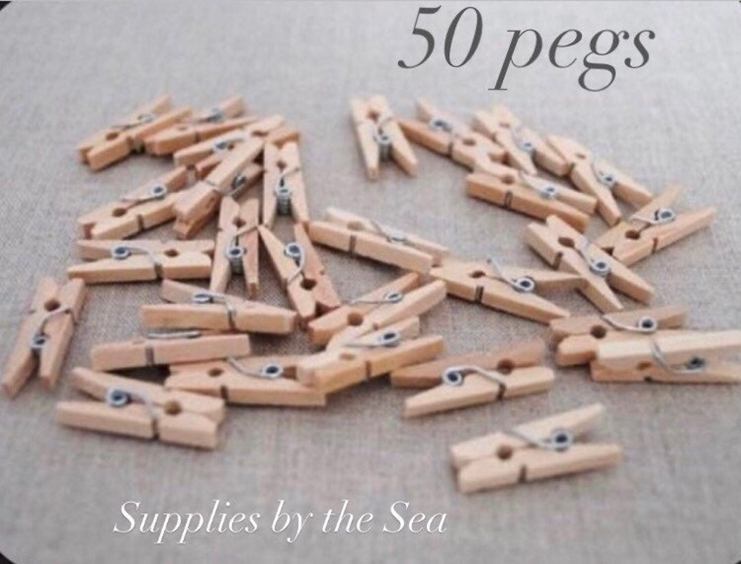 50 Mini Wooden Pegs, Rustic Diy, Arts and Crafts, Gift Tag, Rustic ...