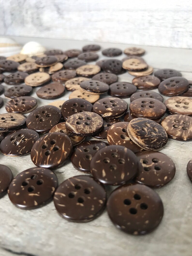 Coconut Shell Buttons. Fun, Quirky & Eco Friendly. || Natural Arts and Crafts. 15mm ...