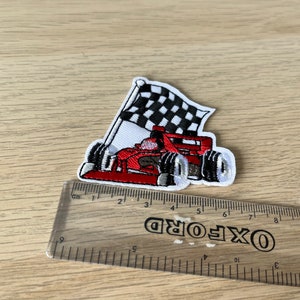 Race Car Iron-on Patch, Motor Sports Badge, Red Racing Car, Formula 1 ...