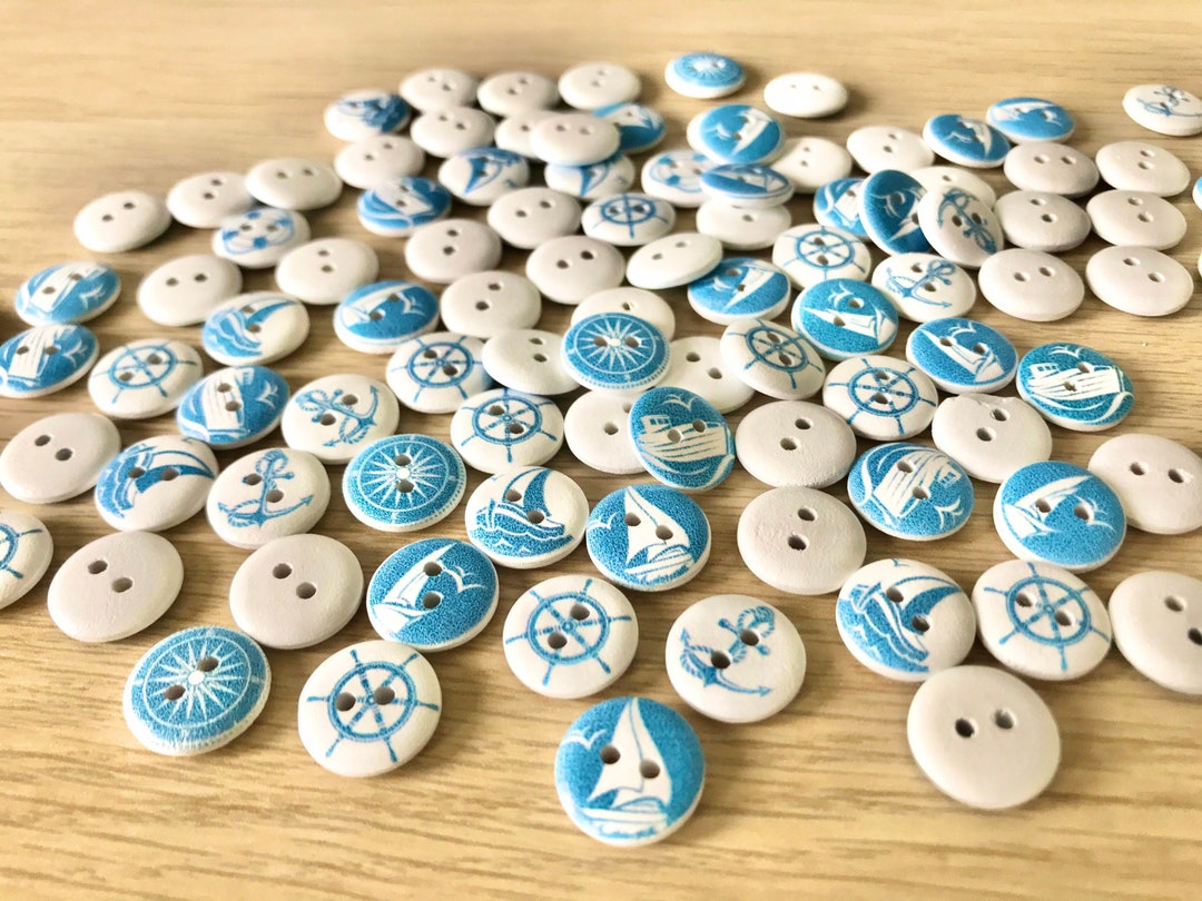 15 Mm NAUTICAL BUTTONS X 10, Cute Little Nautical Buttons, Wooden ...