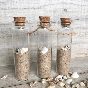 Handmade Mini Beach Sand Bottle, Beach in a Bottle Cork Sea Glass Shell ...