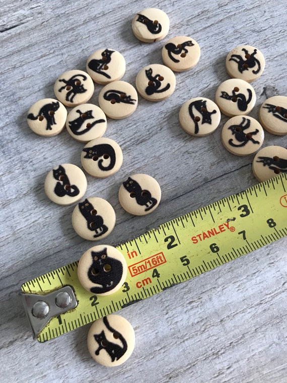patterned button, 10 Cat wooden buttons 3cm cat button novelty shaped ...