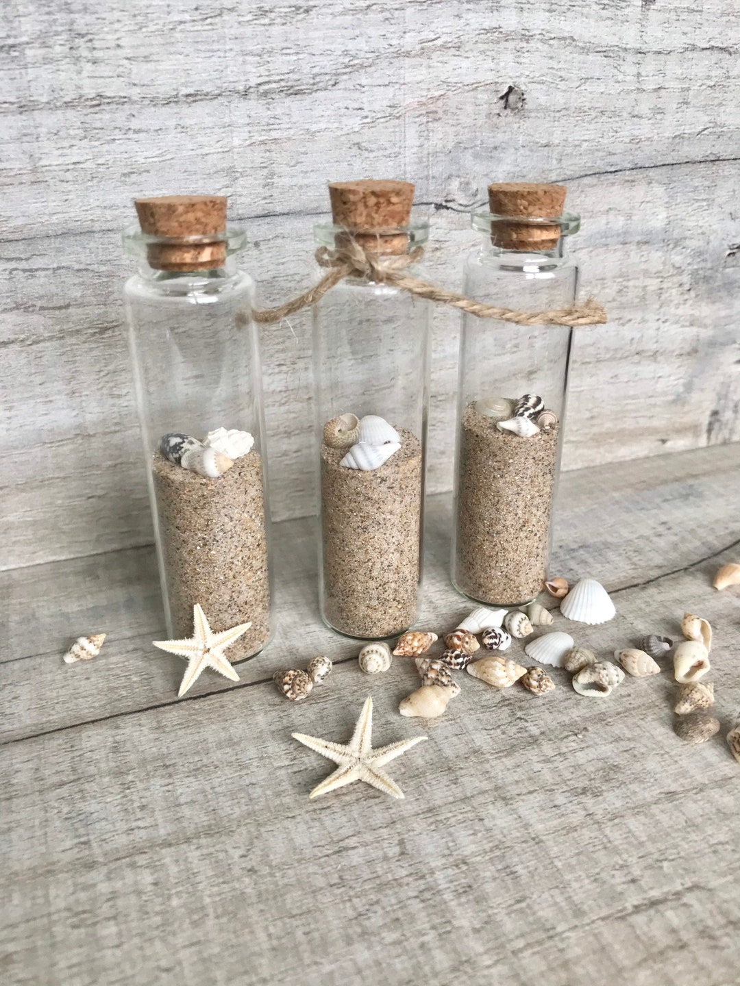 Handmade Mini Beach Sand Bottle, Beach in a Bottle Cork Sea Glass Shell ...