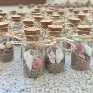 Handmade Mini Beach Sand Bottle, Beach in a Bottle Cork Sea Glass Shell ...