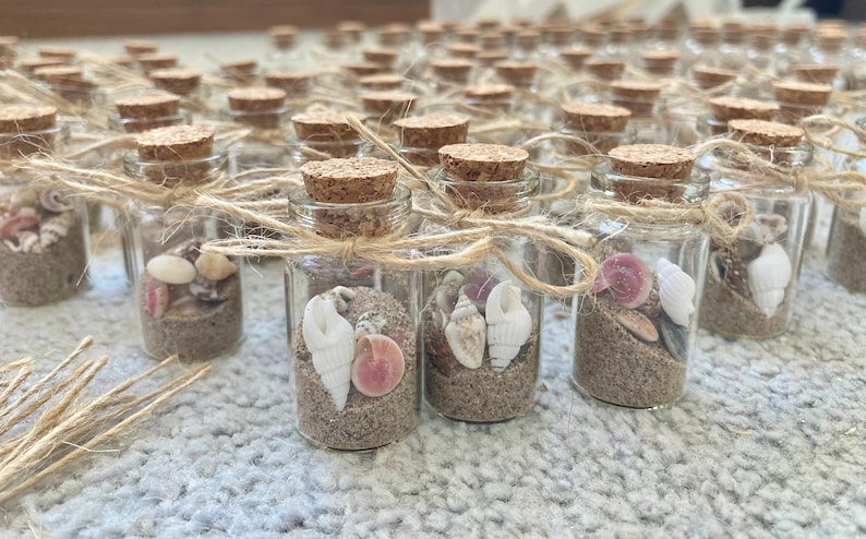 Handmade Mini Beach Sand Bottle, Beach in a Bottle Cork Sea Glass Shell ...