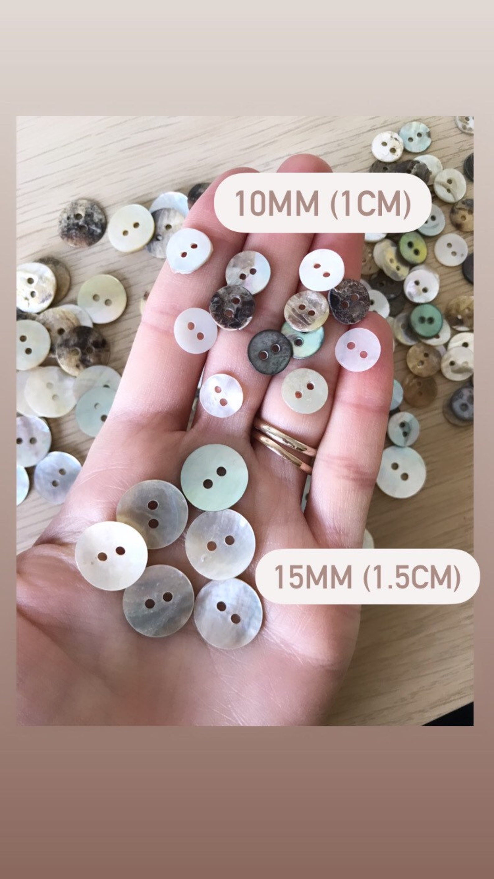 REAL MOTHER of PEARL Buttons 10mm/ 15mm Shell Buttons Free | Etsy UK