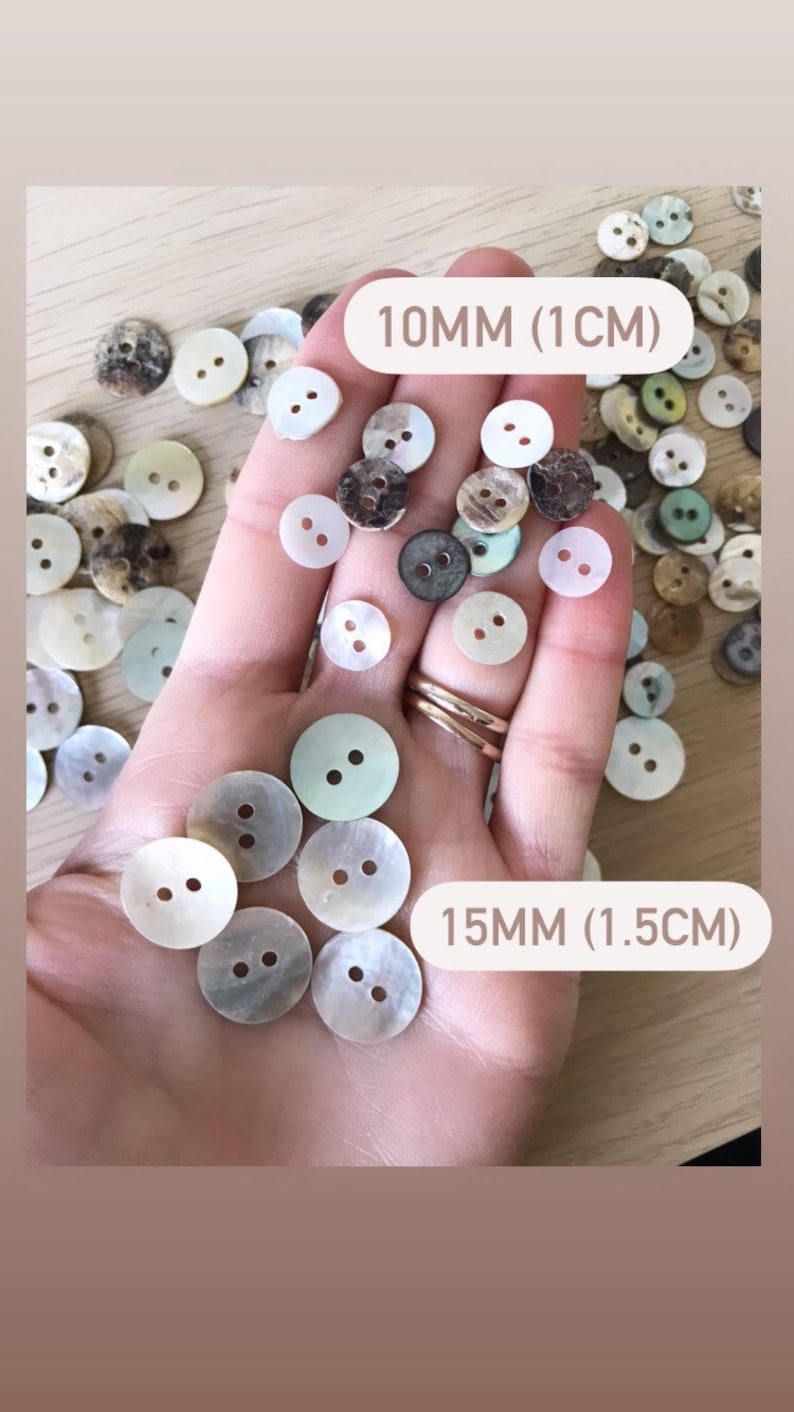 REAL MOTHER of PEARL Buttons 10mm/ 15mm Shell Buttons Free - Etsy