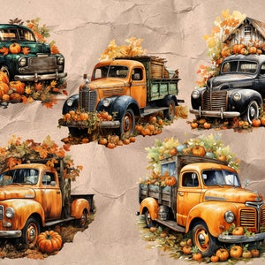 Clipart Fall Truck and Pumpkins Gift Printable Autumn Delight for ...