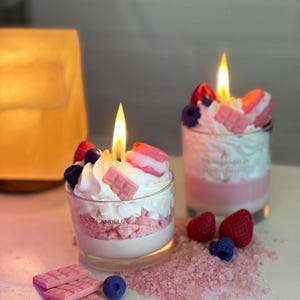 Handmade Cotton Candy Candle | Whipped Cream Dessert Candle | Funky ...