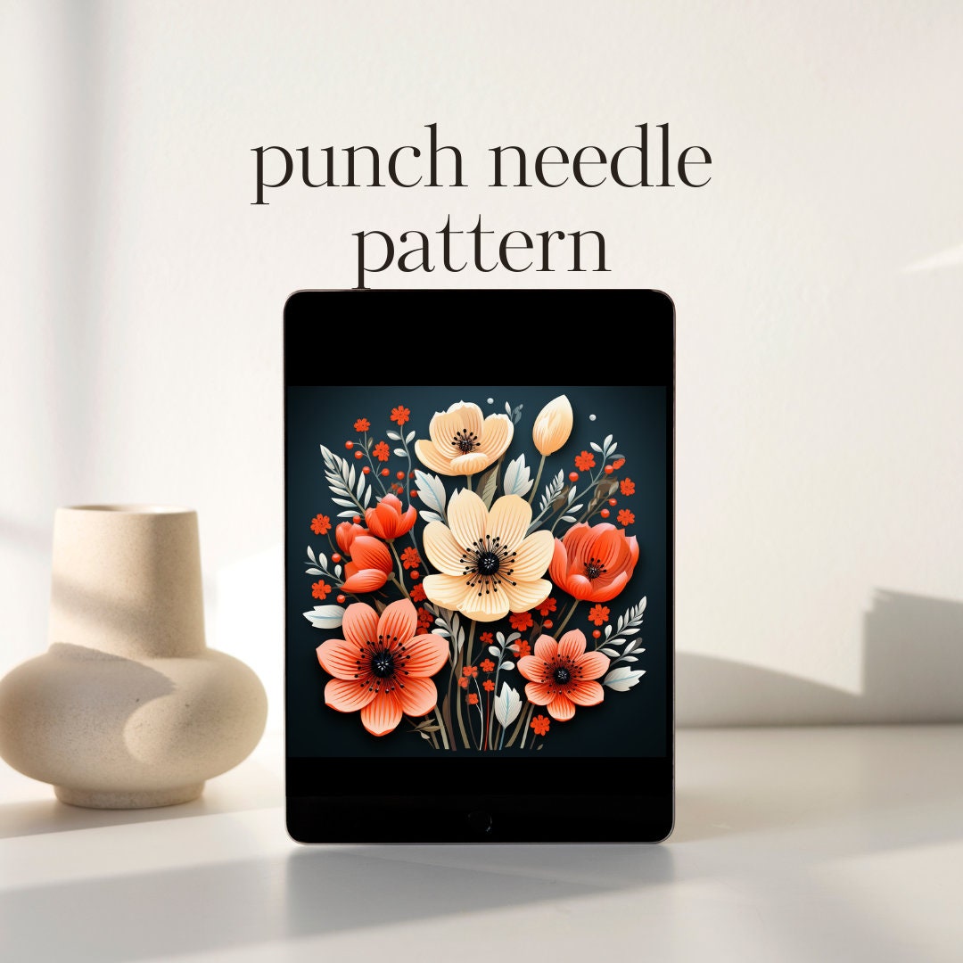 Rug Tufting Patterns With Flowers Punch Needle Patterns Flower Tufting ...