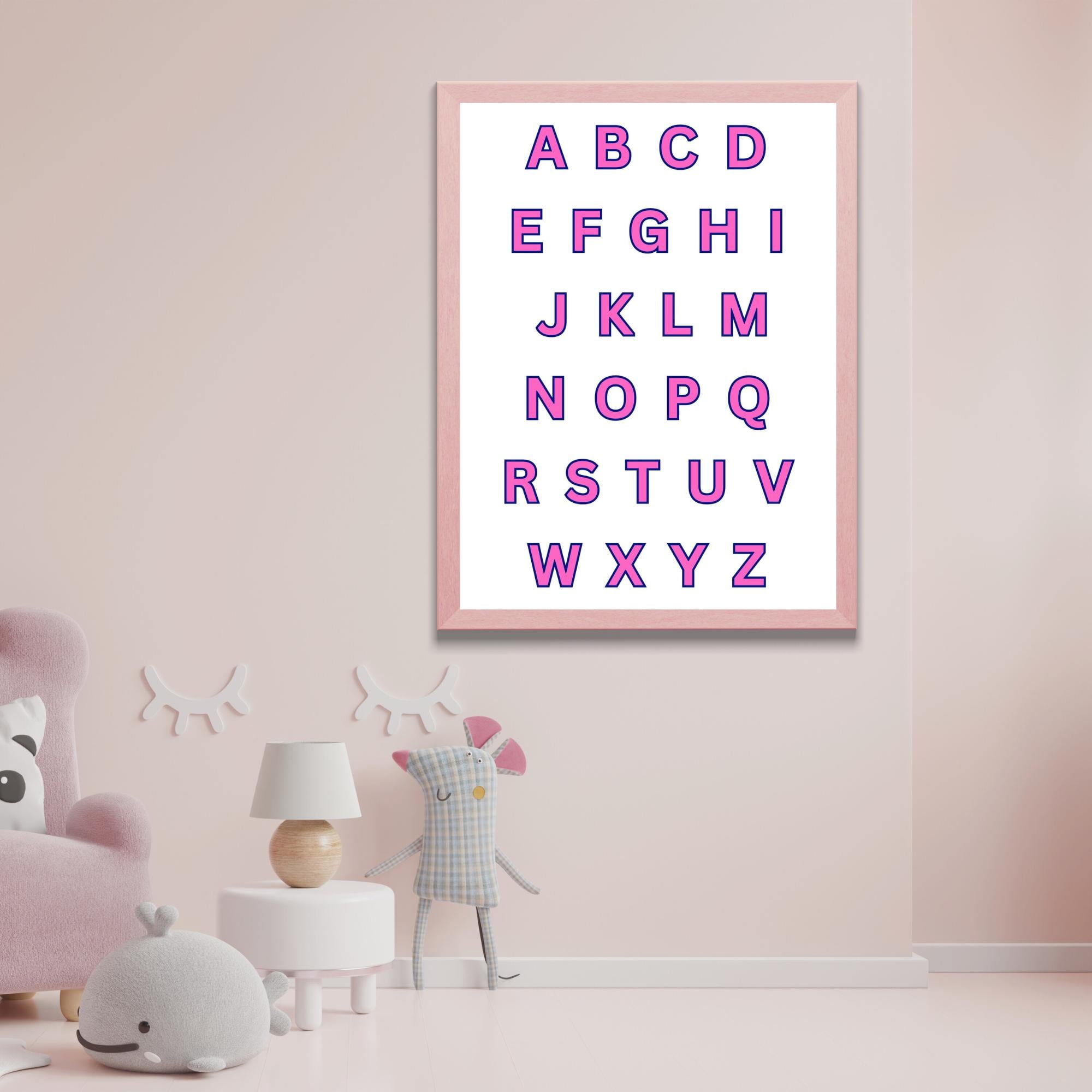 Kids Educational Alphabet Poster, Pink ABC Printable Wall Art for the ...