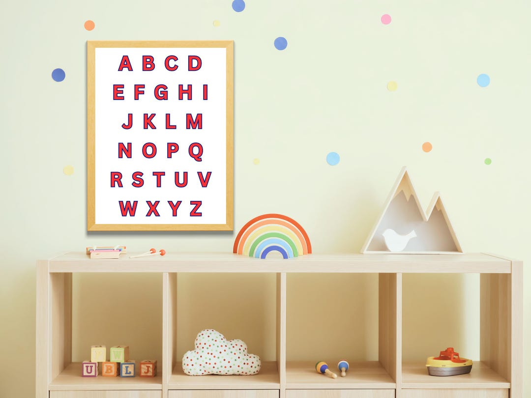 Kids Educational Alphabet Poster, Red ABC Printable Wall Art for the ...