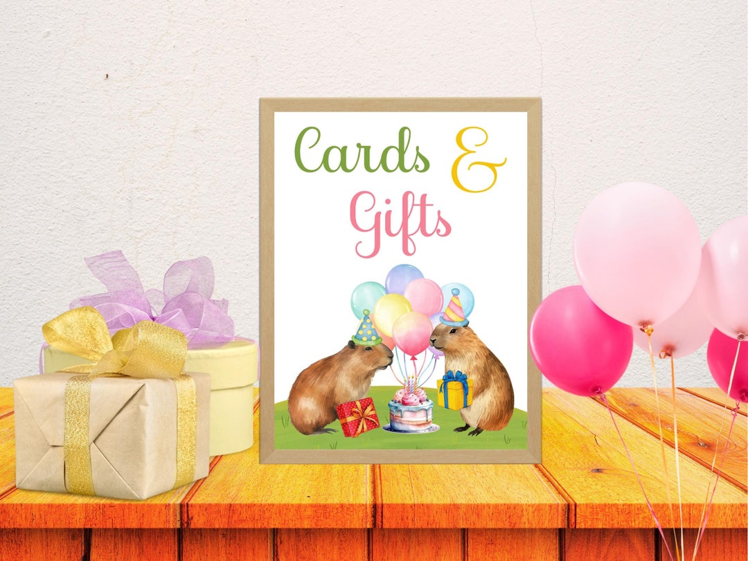 Capybara Birthday Party Cards and Gifts Sign, Kids Table Party ...