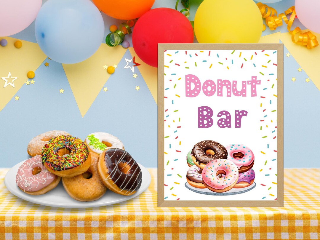 Donut Bar Party Sign, Kids Table Birthday Party Decoration, Baby Shower ...