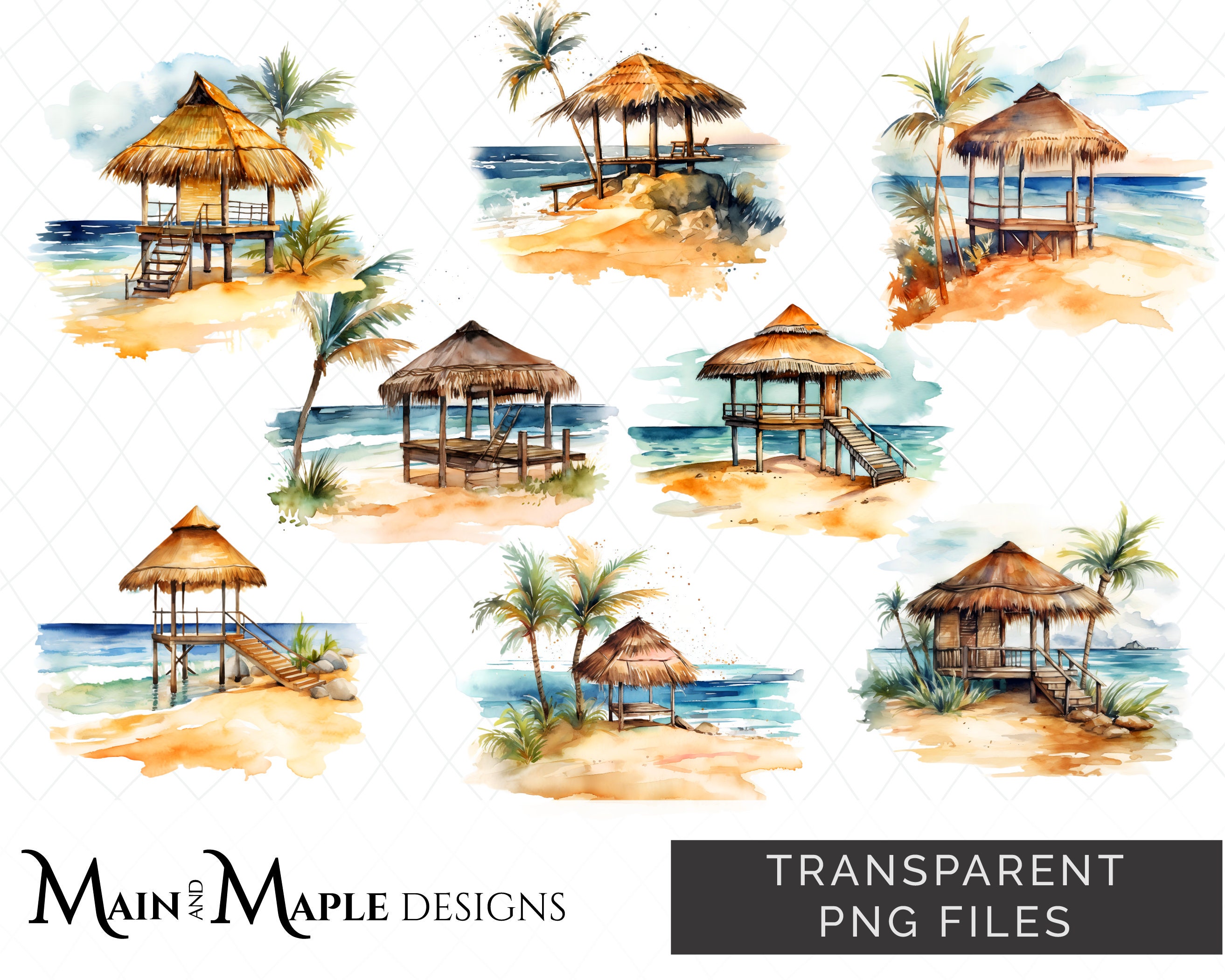 Beach Day Clipart, Patterns & Designs | 130 Elements | Summer Vacation ...