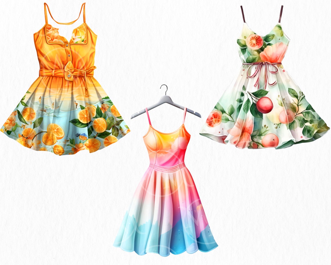 Summer Dress Clipart PNG Files With Commercial Use Sundress Clipart ...