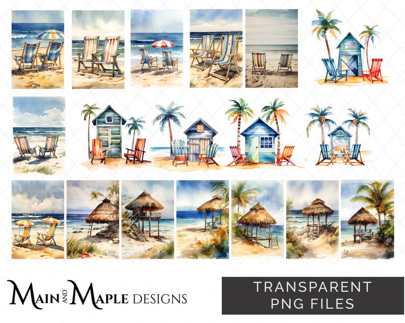 Beach Day Clipart Patterns & Designs 130 Elements Summer - Etsy