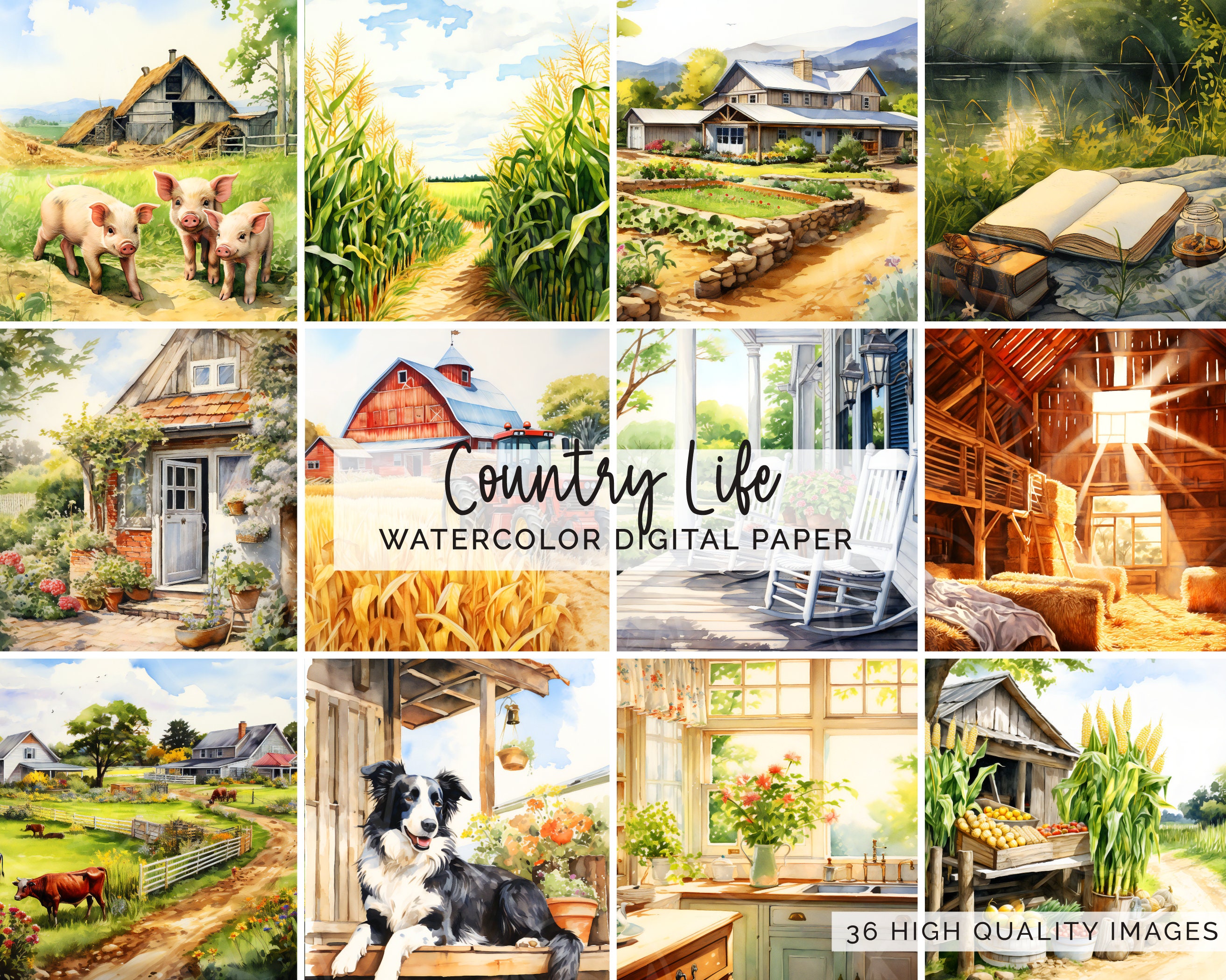 Country Life Scenes for Planner Stickers Card Making Scrapbooking ...